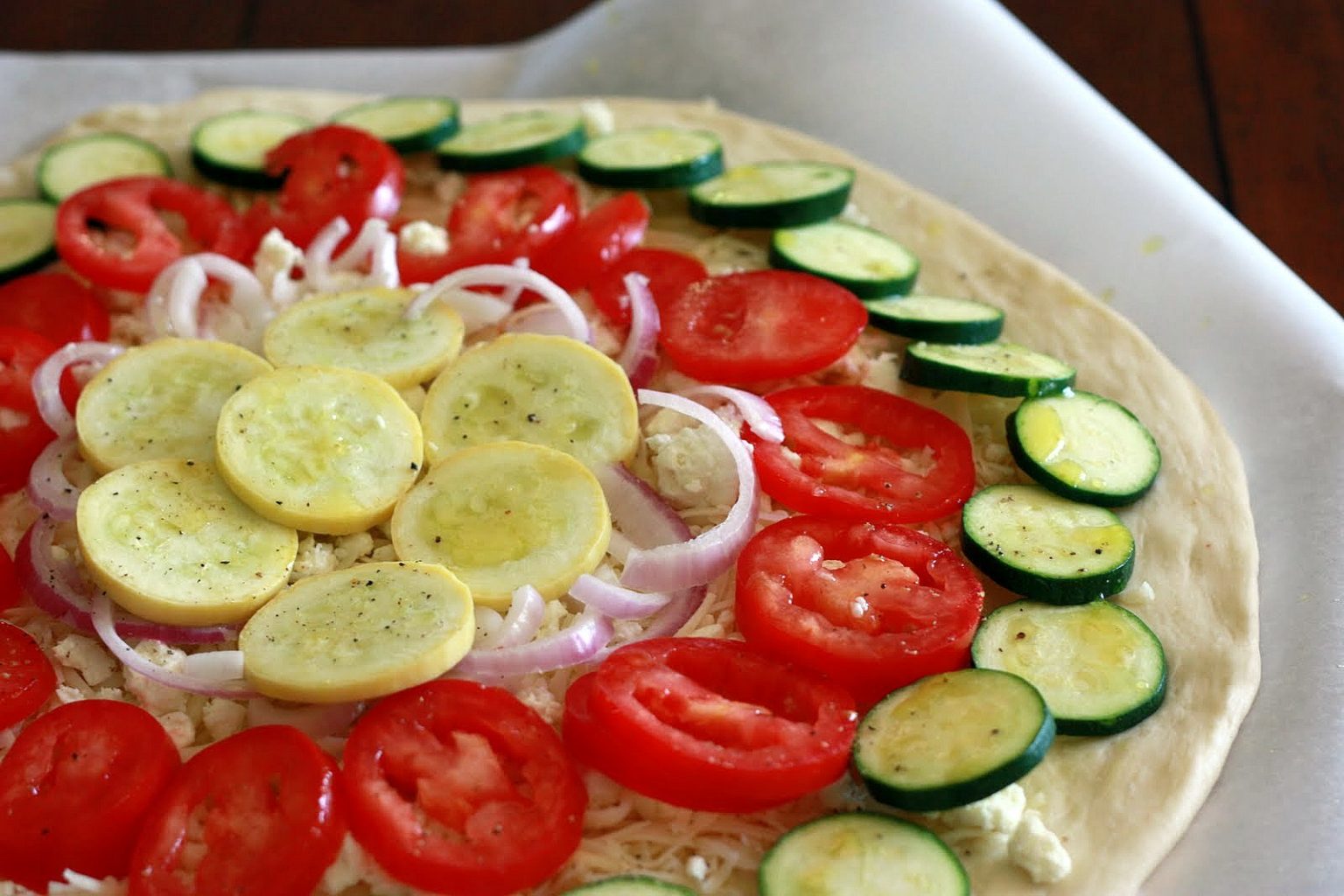Rainbow Vegetable Pizza - Vegetarian or Vegan Pizza Recipe