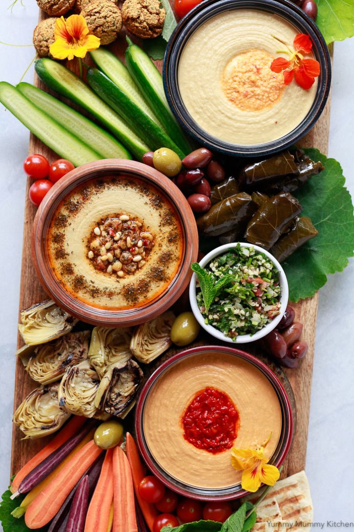 Mediterranean Hummus Mezze Platter - Yummy Mummy Kitchen