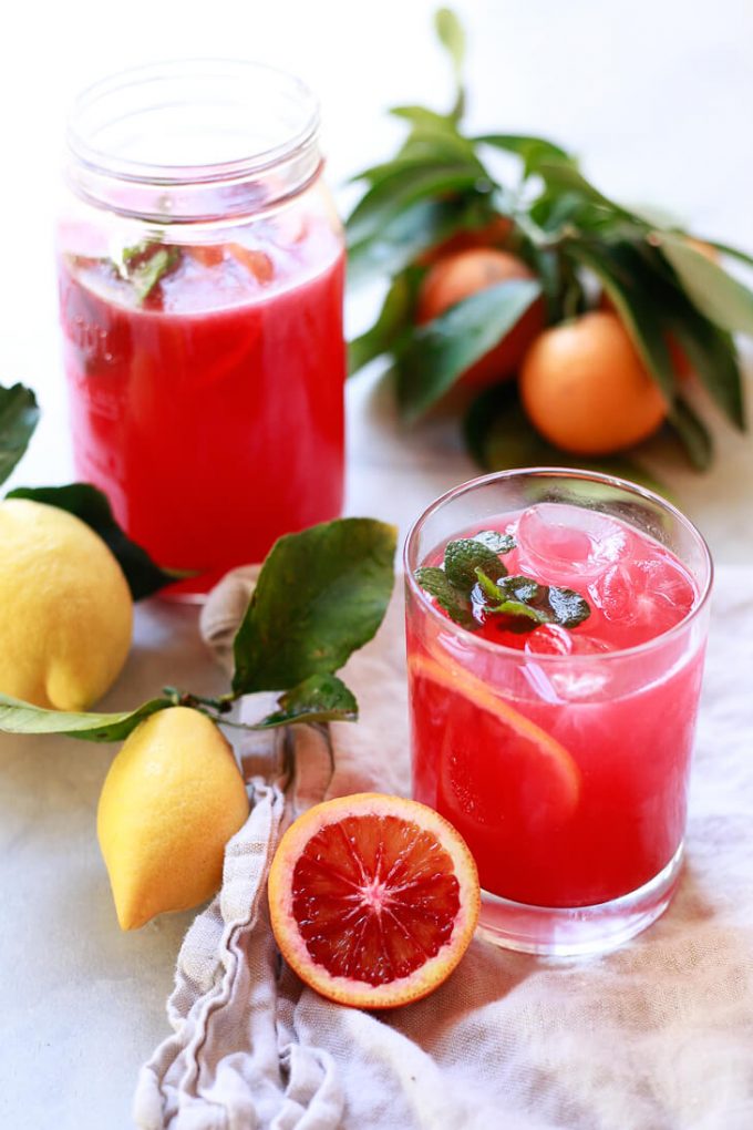 Easy Blood Orange Lemonade Recipe with Honey or Stevia