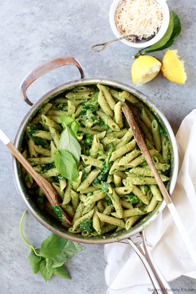 Pea Pesto Penne Pasta - Yummy Mummy Kitchen